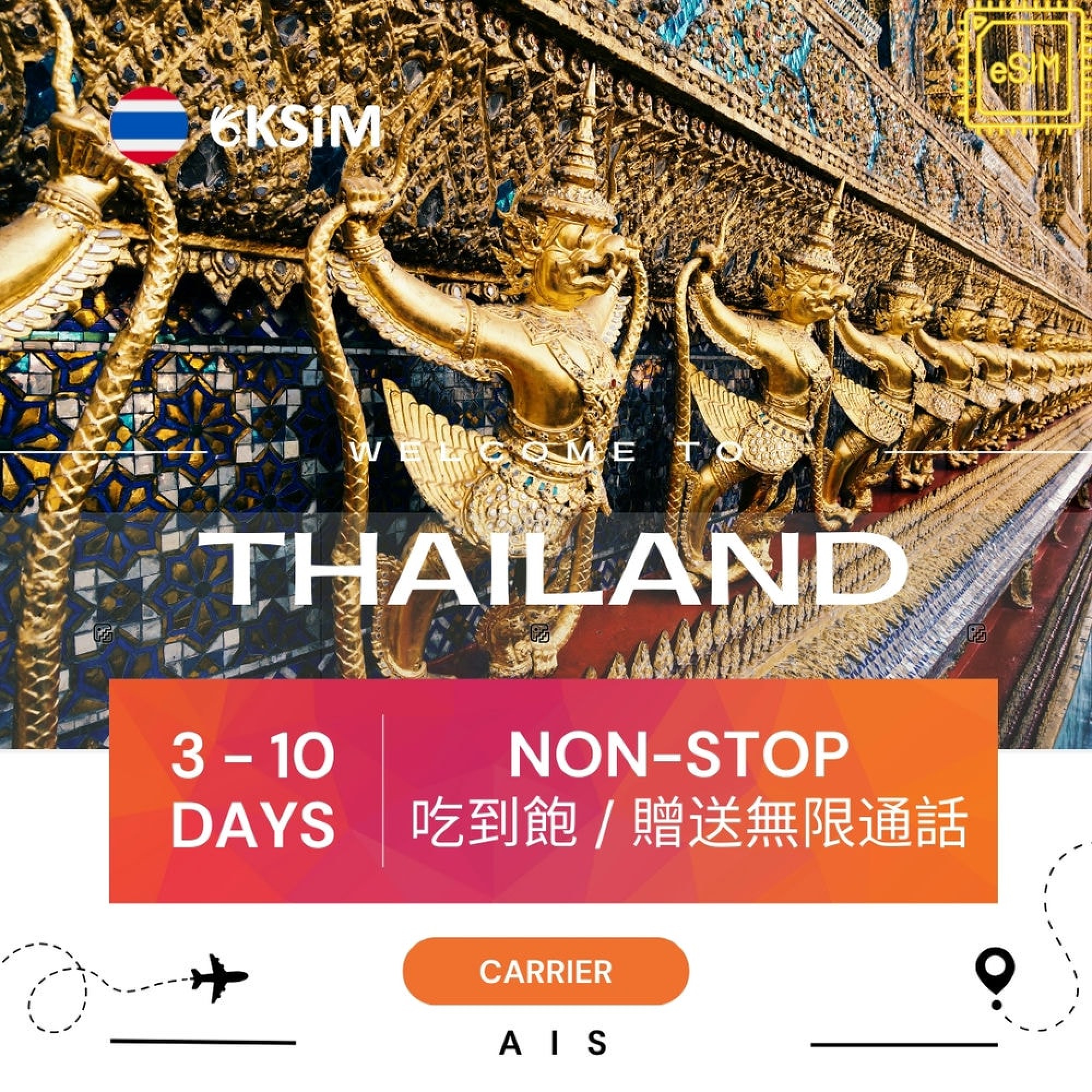 泰國eSIM上網吃到飽 - 送無限通話，掃碼就能立即上網【OKsim 全球上網】